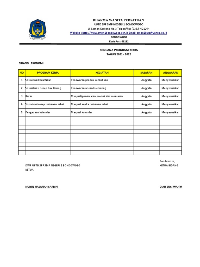 Format Program Kerja | PDF