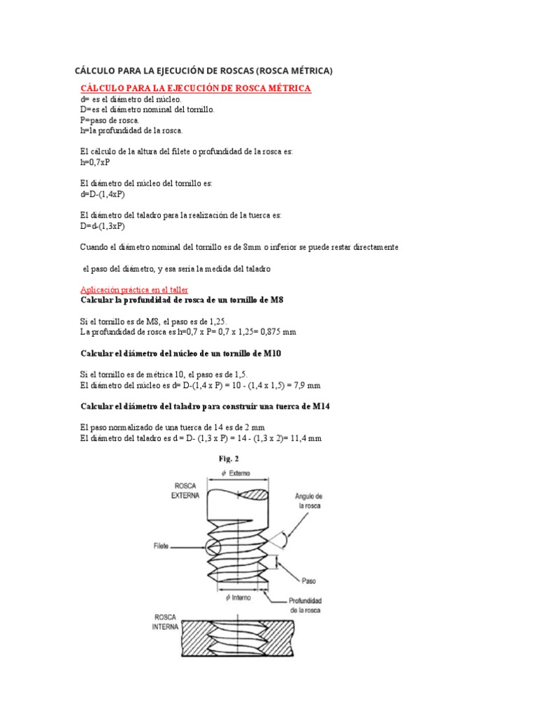 Calculo de Roscas | PDF