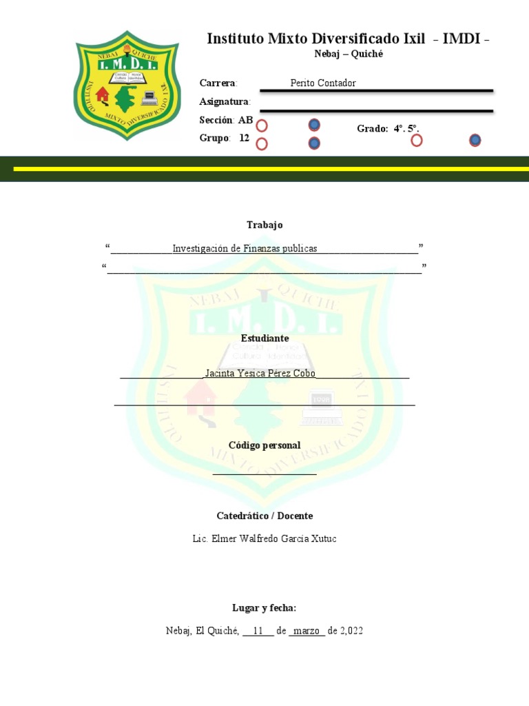 Instituto Mixto Divercificado Ixil Imdi Yesica Perez Cobo | PDF ...