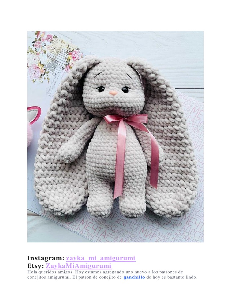 Patrón Conejo Amigurumi Paso a Paso | PDF | Tejer | Costura