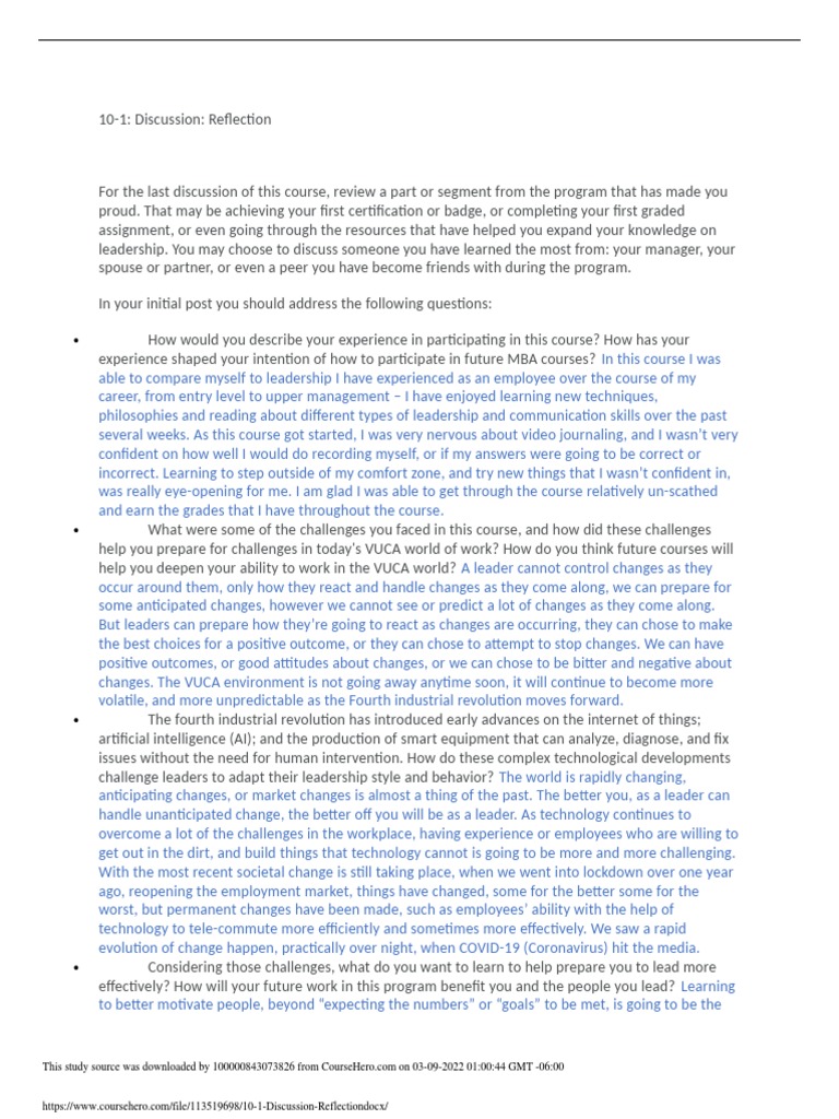 10 1 Discussion Reflection | PDF