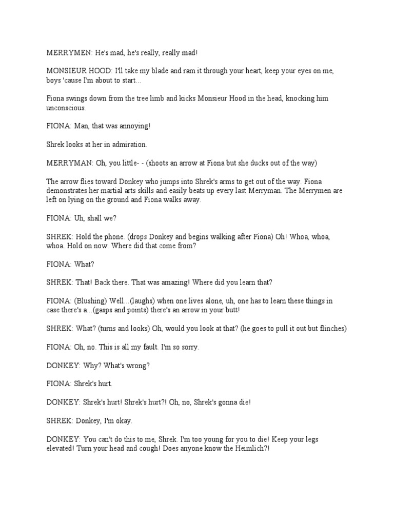 Shrek Script Part 3 | PDF