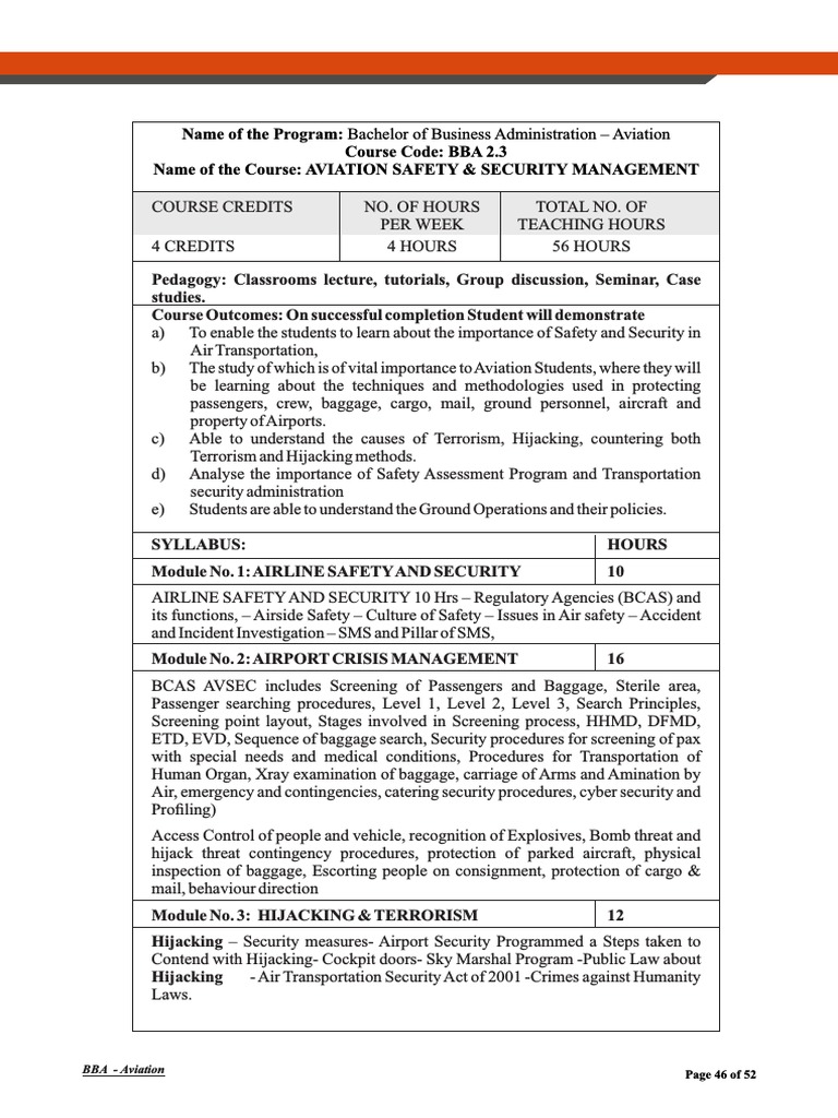 Aviation Safety & Security Management | PDF | Crime & Violence ...