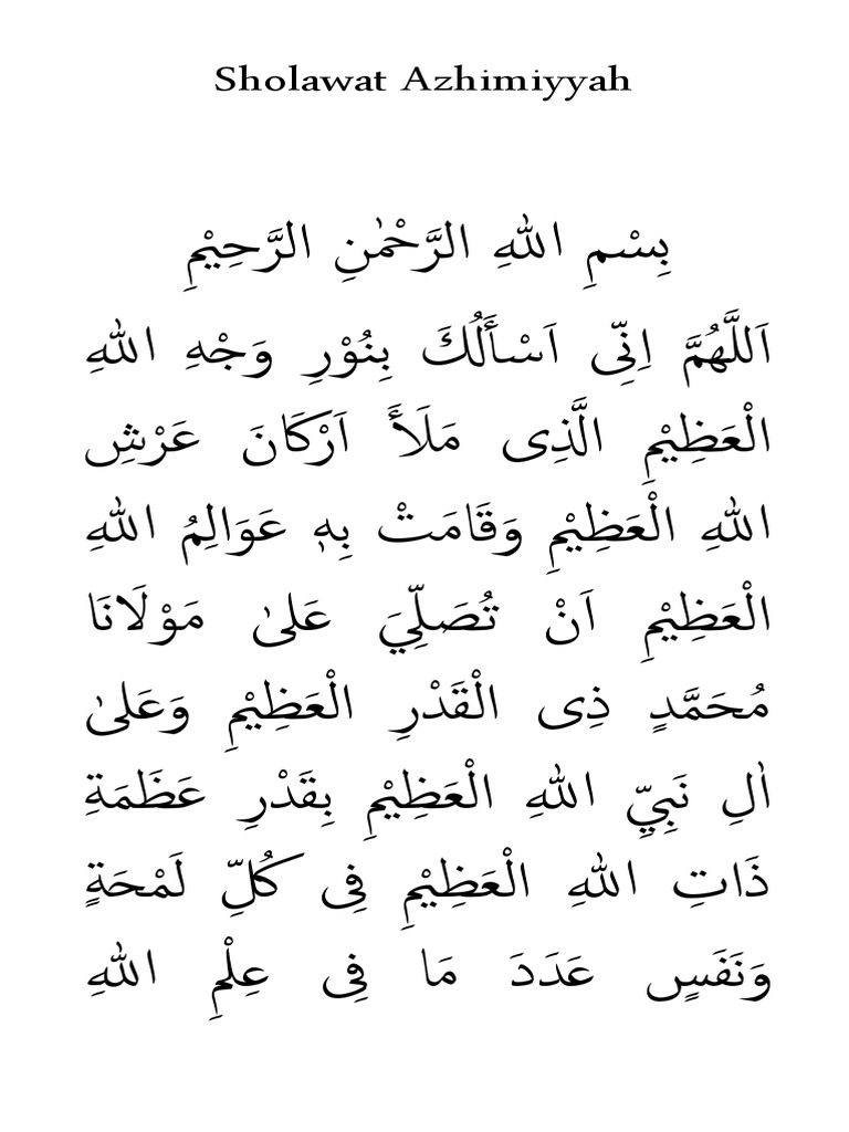 Sholawat Azhimiyah | PDF | Agama & Spiritualitas