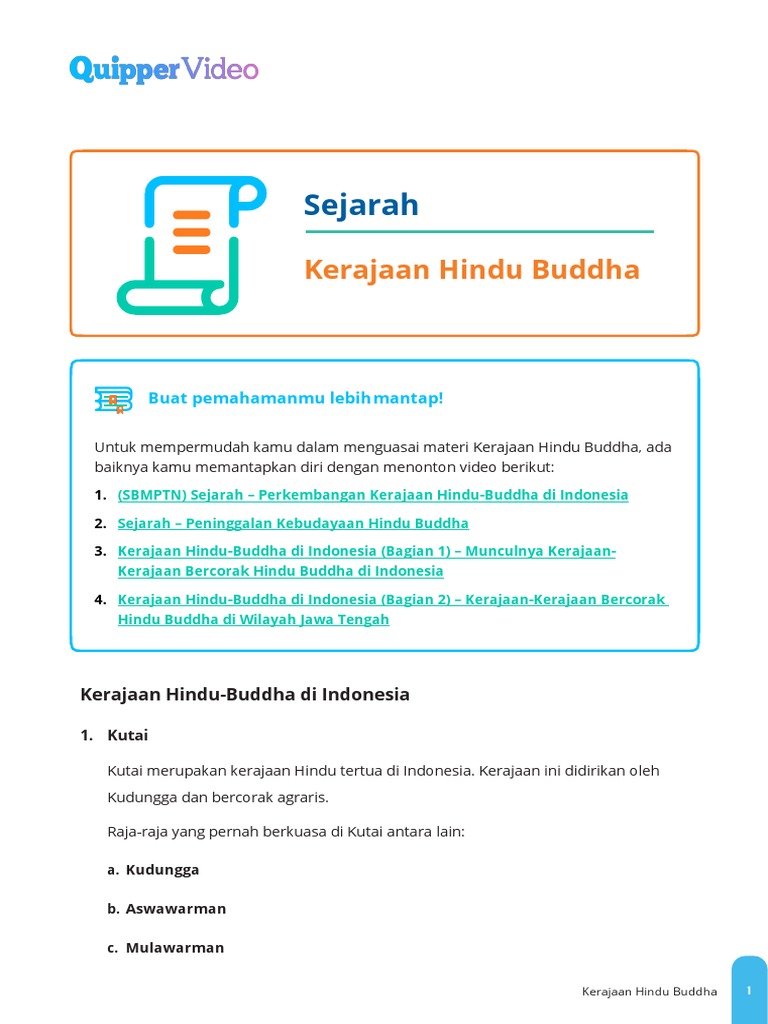 Kerajaan Hindu Budha (SEJARAH) | PDF