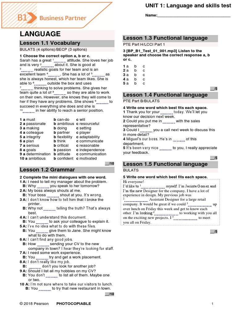 B1 Tests Unit1 | PDF | Cognition | Cognitive Science