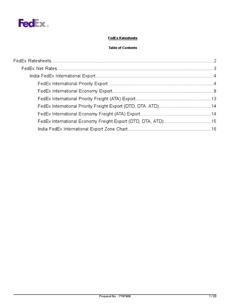 Fedex Rate List | PDF | Cargo | Fee