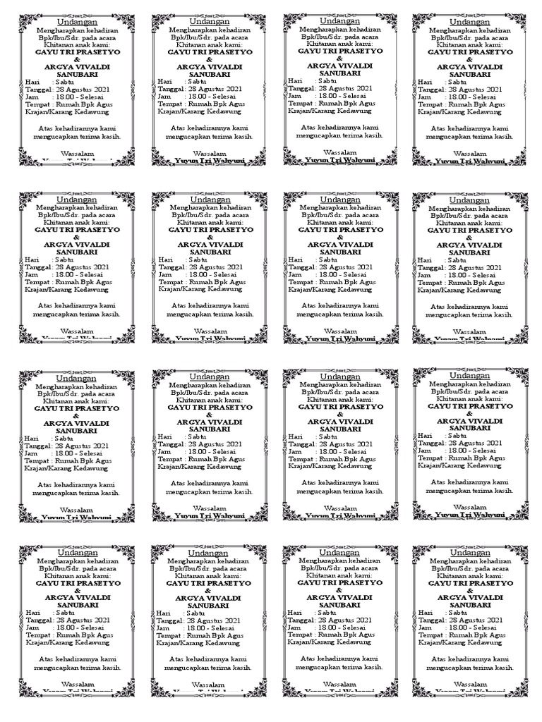 Undangan Sabun Argi | PDF