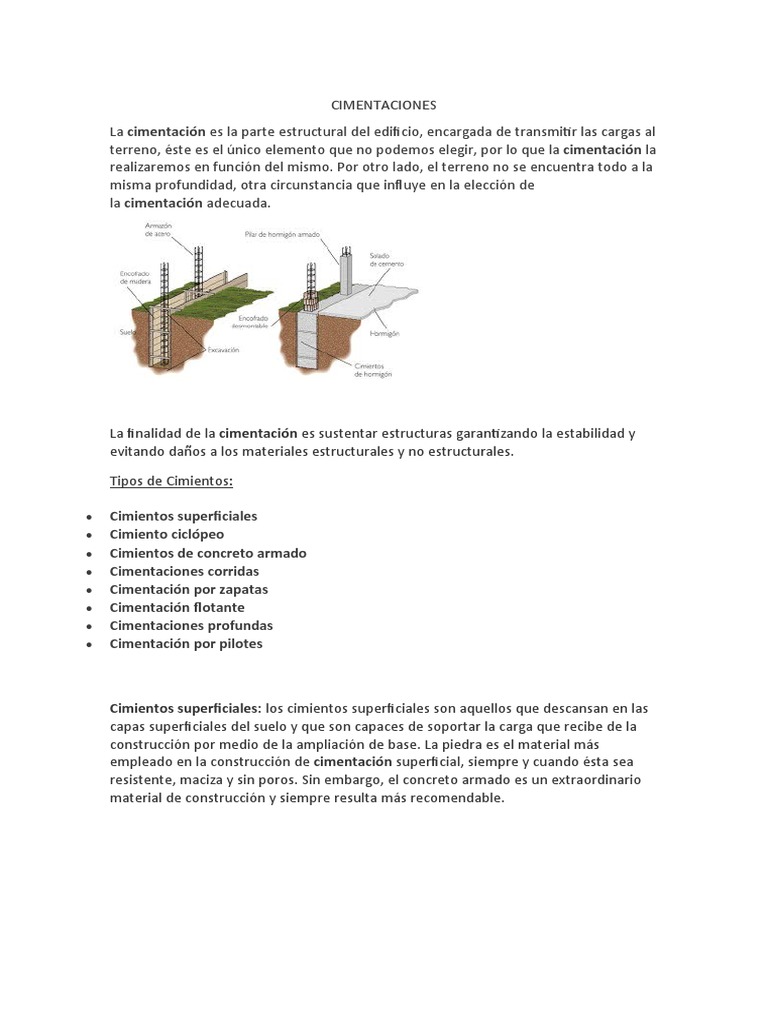 CIMENTACIONES | PDF | Fundación (Ingeniería) | Fundación profunda