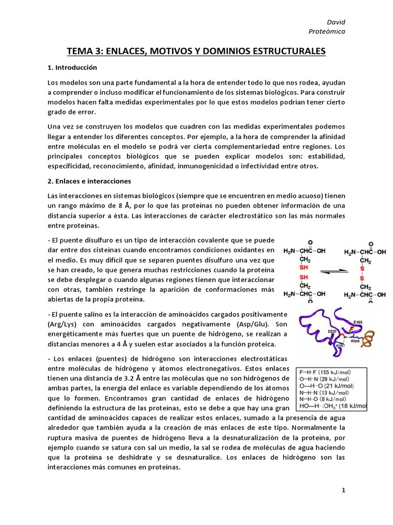 Tema 3 - Enlaces, Motivos y Dominios Estructurales | PDF | Dominio de ...