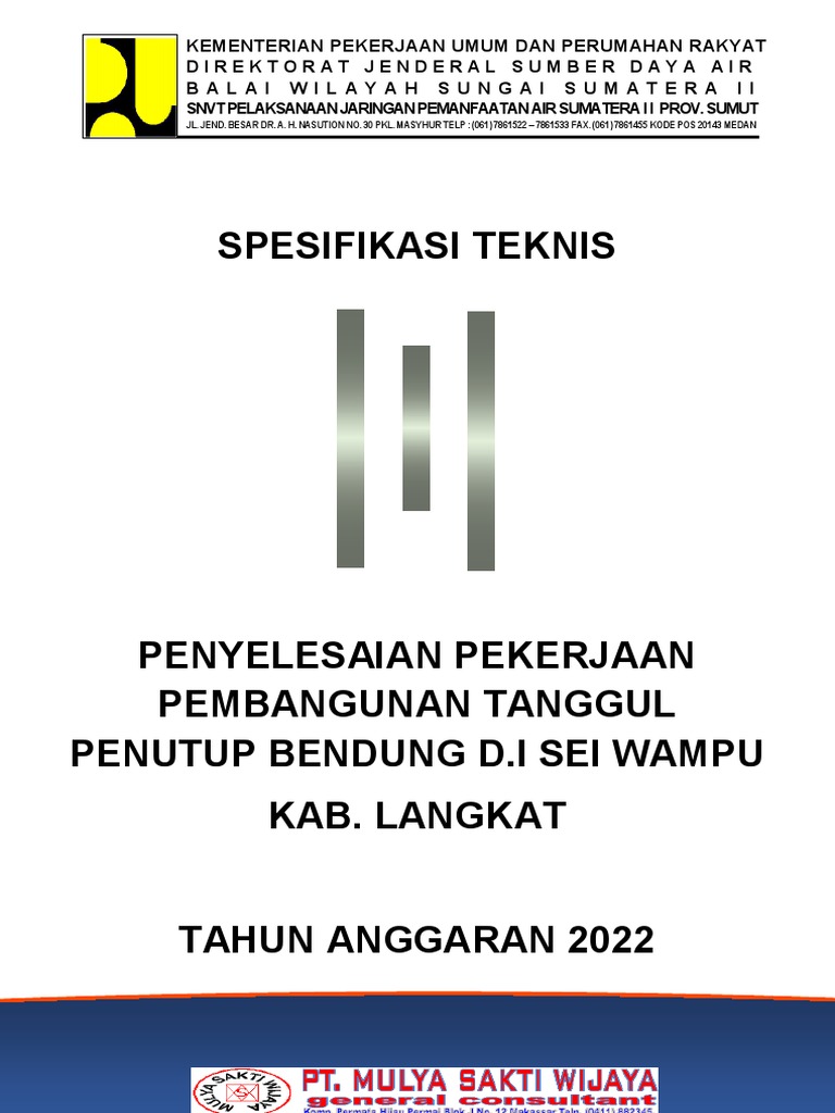 Spesifikasi Teknis Tanggul Penutup Finalrev | PDF | Komputer