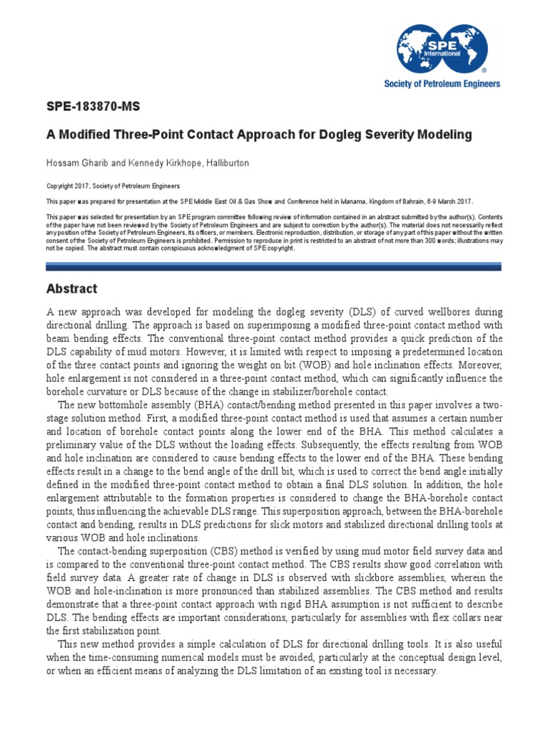A Modified Three-Point Contact Approach For Dogleg Severity Modeling ...
