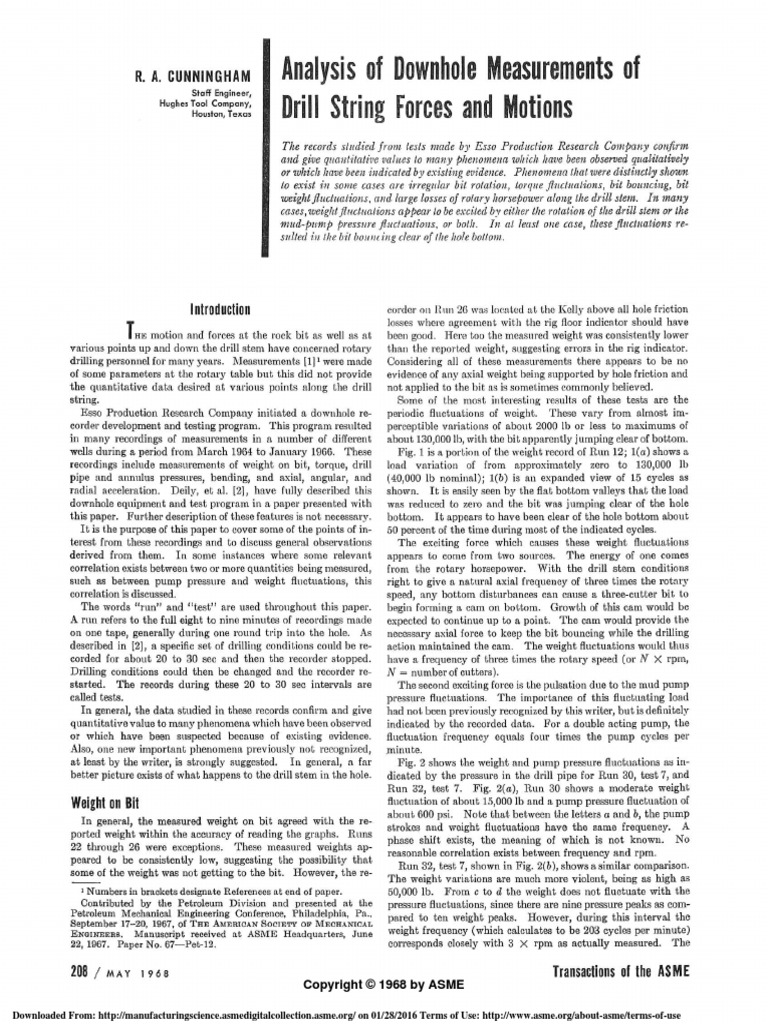 Analysis of Downhole Measurements of Drill String Forces and Motions | PDF | Rotation Around A ...