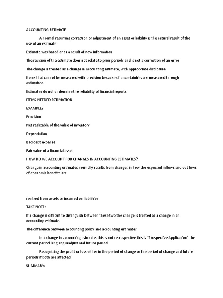 Accounting Estimate | PDF