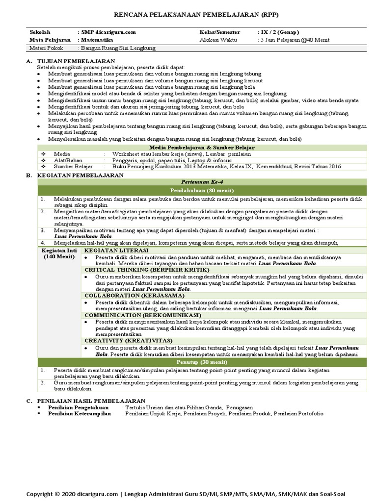 RPP MTK Kls 9 PB 6 | PDF
