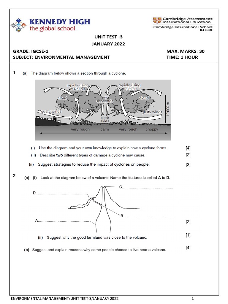 IGCSE Environmental Management Unit Test 3 January 2022 | PDF