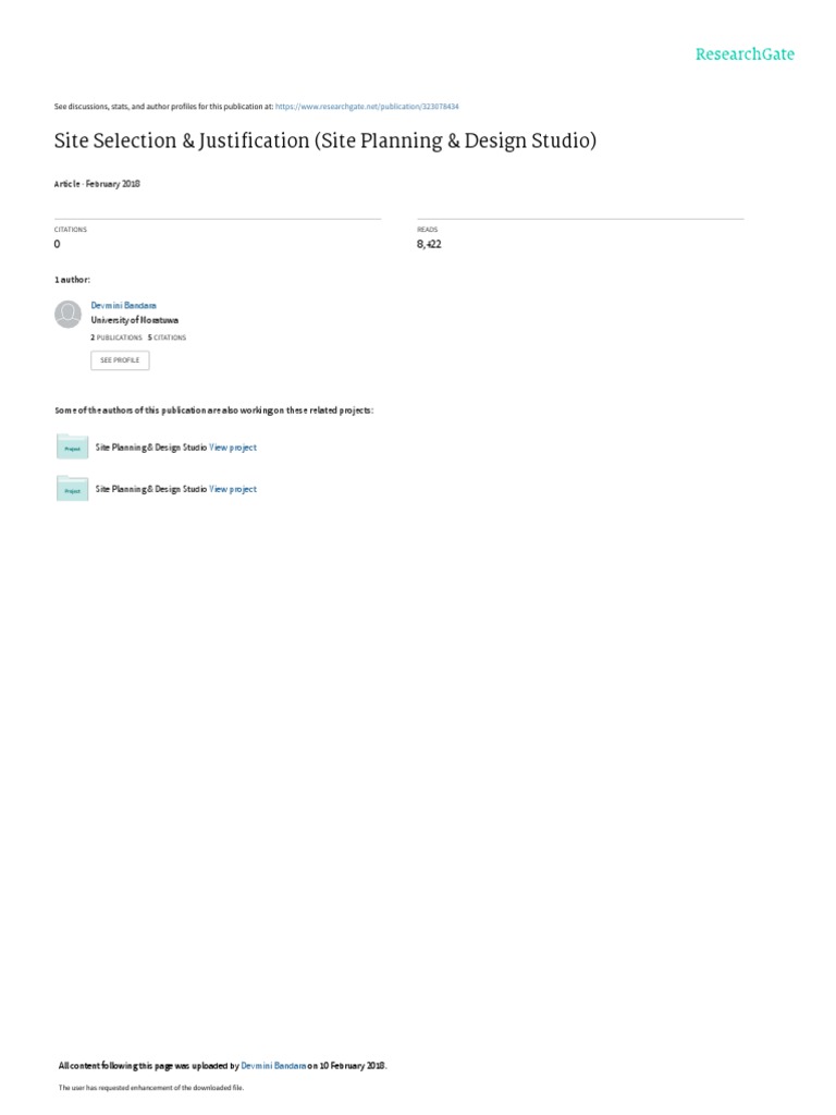 Site Selection Justification | PDF