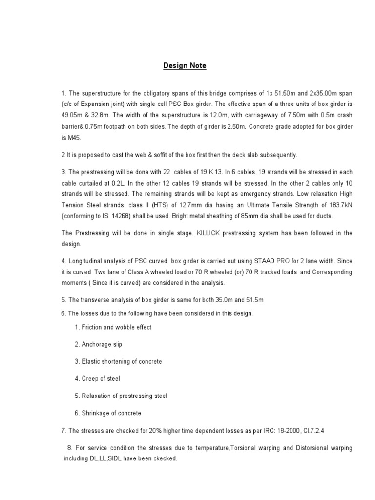 Design Note PSC | PDF | Prestressed Concrete | Building Technology
