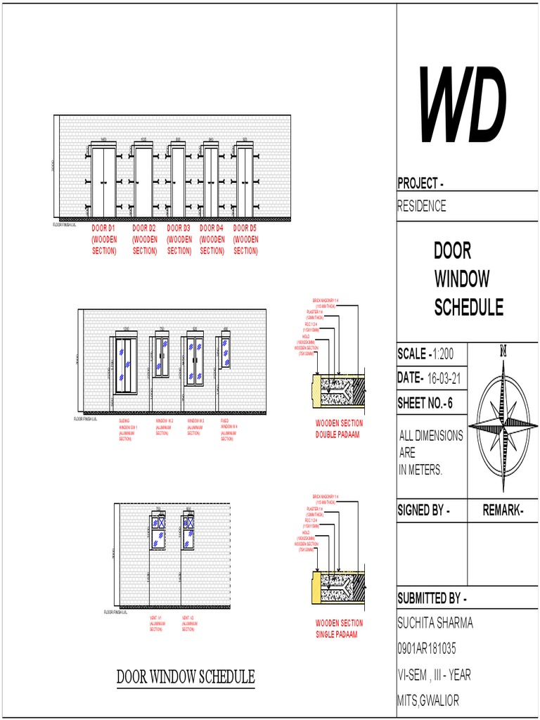 Door Window Schedule | PDF | Civil Engineering | Architectural Elements