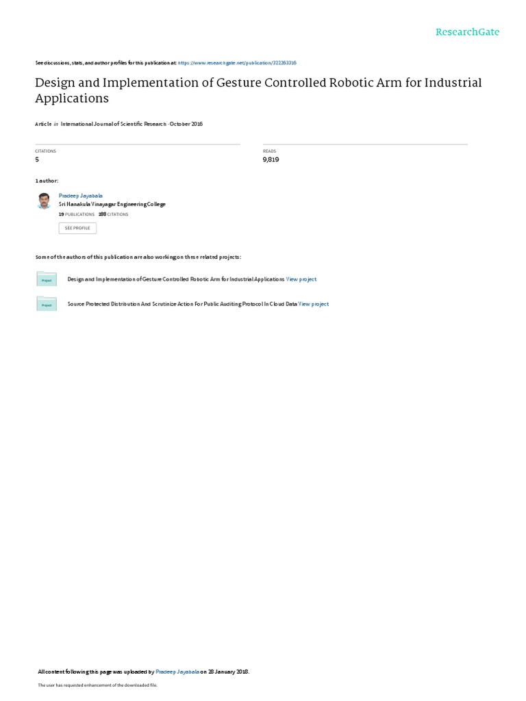 Design and Implementation of Gesture Controlled Robotic Arm For ...