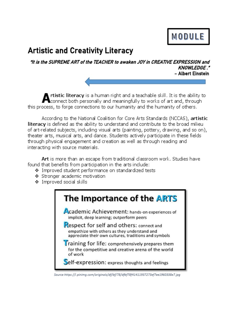 Module 7 Artistic and Creativity Literacy | PDF | Creativity | Project ...