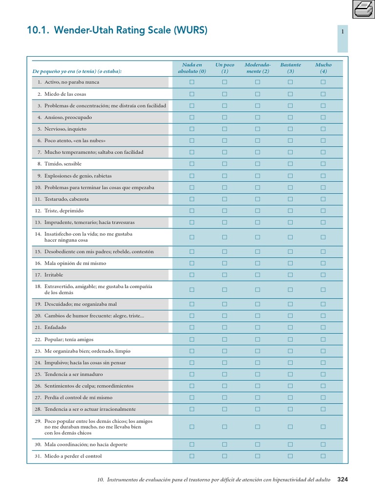 Wender-Utah Rating Scale (WURS) | PDF