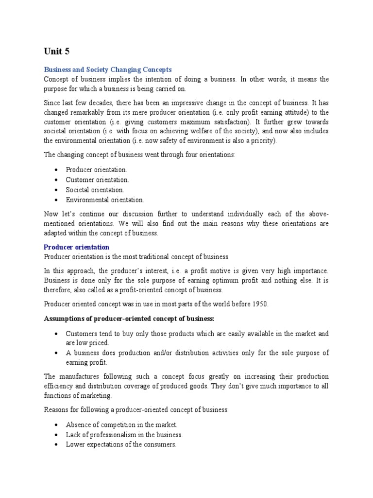 Unit 5: Business and Society Changing Concepts | PDF