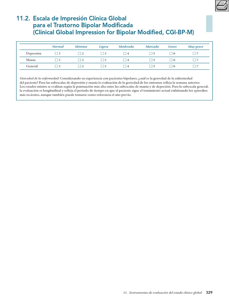 Escala de Imp Clínica Global Trast Bipolar (CGI-BP-M) | PDF