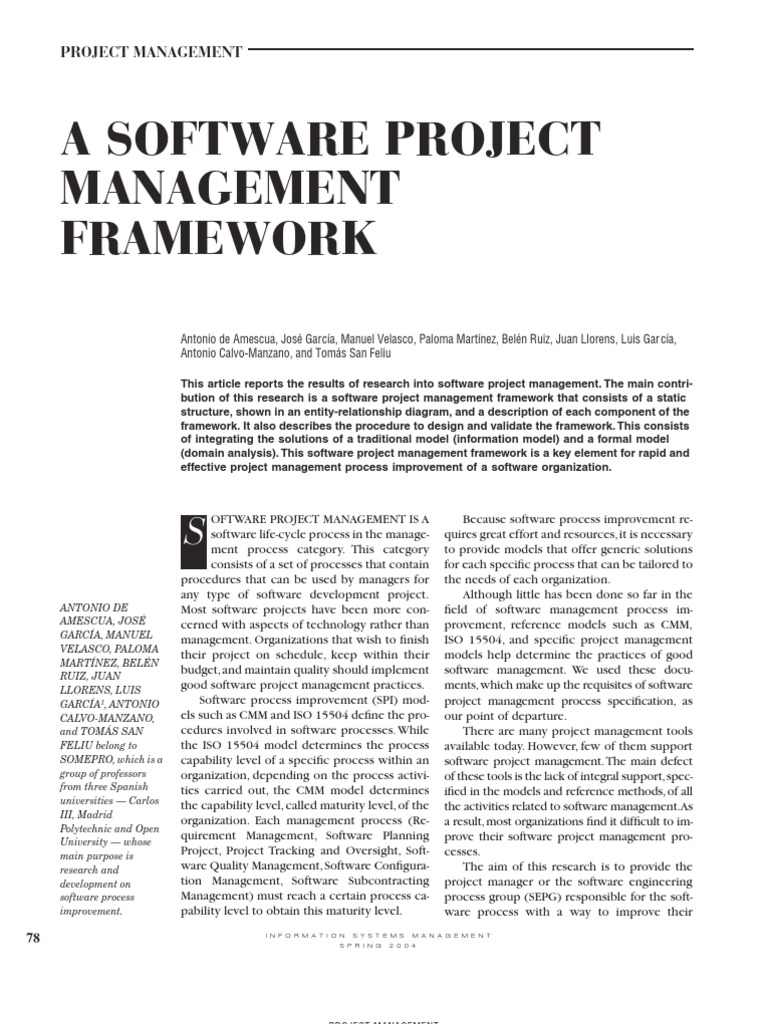 Software Project Management Framework | PDF | Project Management | Iso ...