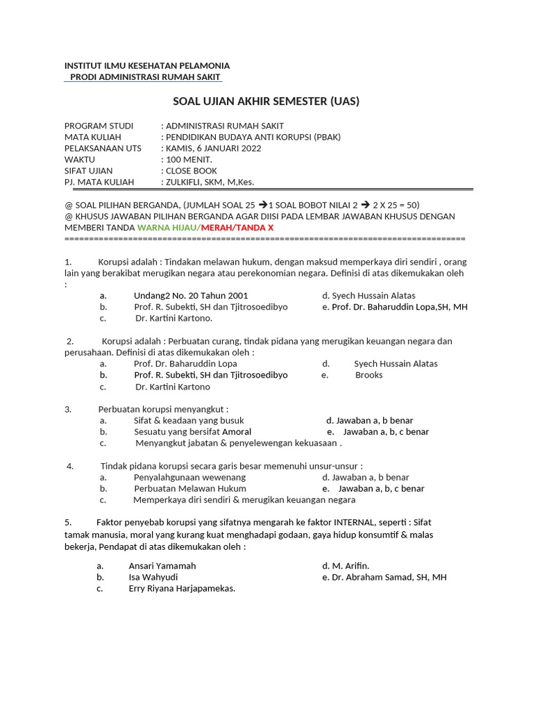 SOAL UAS PBAK Pdf-Dikonversi | PDF