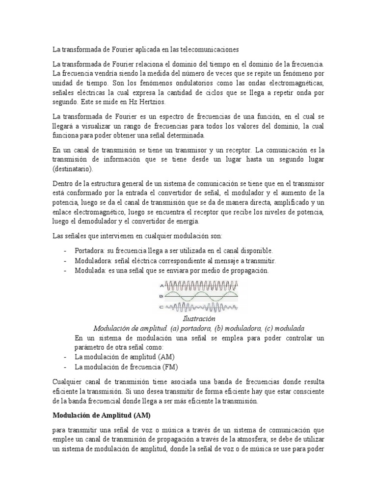 La Transformada de Fourier Aplicada en Las Telecomunicaciones | PDF ...