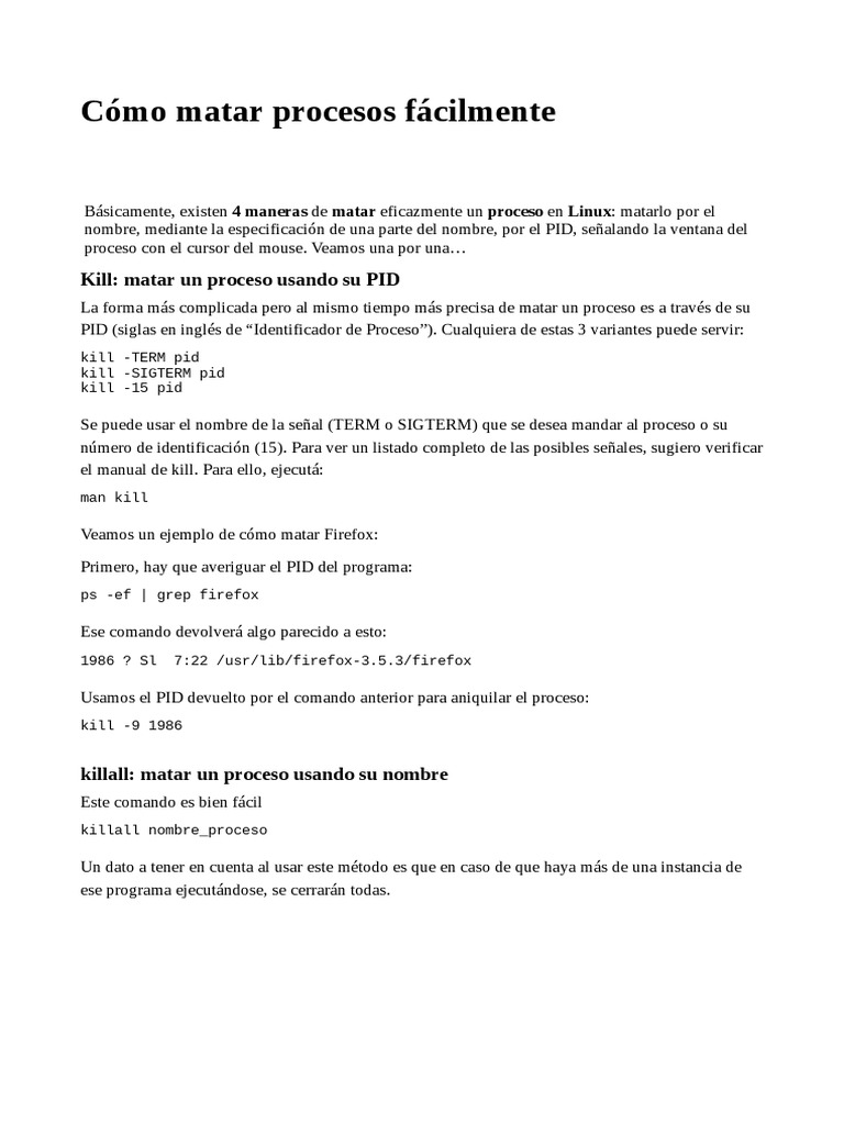 Cómo Matar Procesos en Linux | PDF | Ventana (informática) | Ingeniería ...