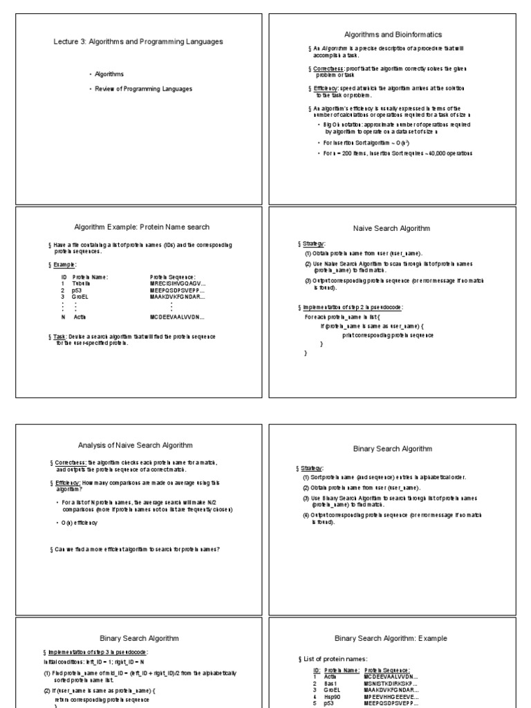 Lecture 3: Algorithms and Programming Languages Algorithms and ...