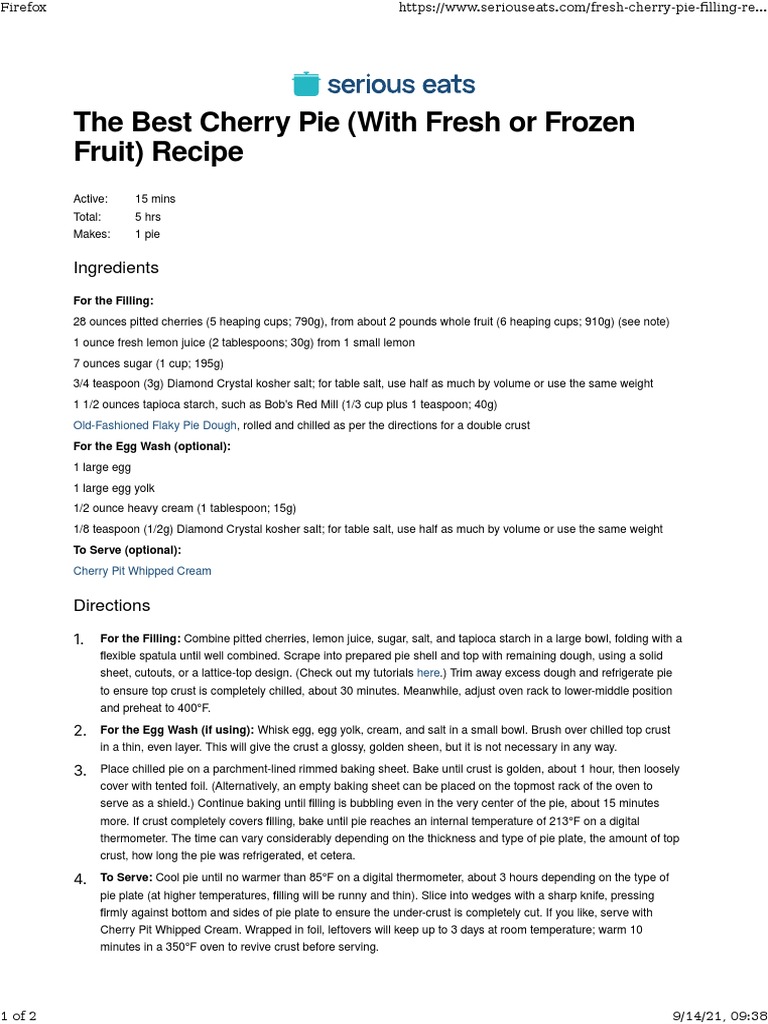 Cherry Pie Filling with Frozen Cherries | PDF | Baking | Teaspoon