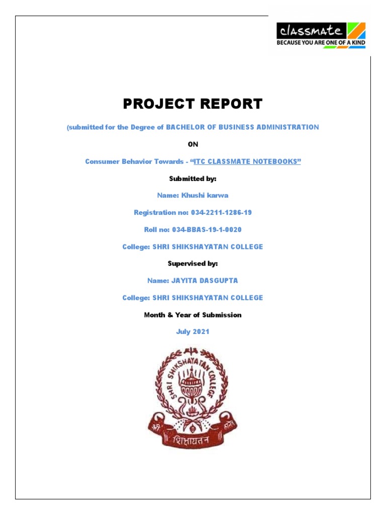 Project On ITC - Classmate | PDF | Notebook | Business