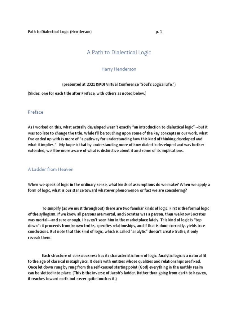 A Path To Dialectical Logic: Harry Henderson | PDF | Georg Wilhelm ...