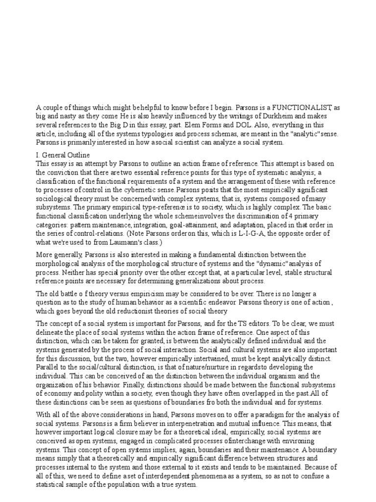 An Outline of The Social System | PDF | System | Social Structure