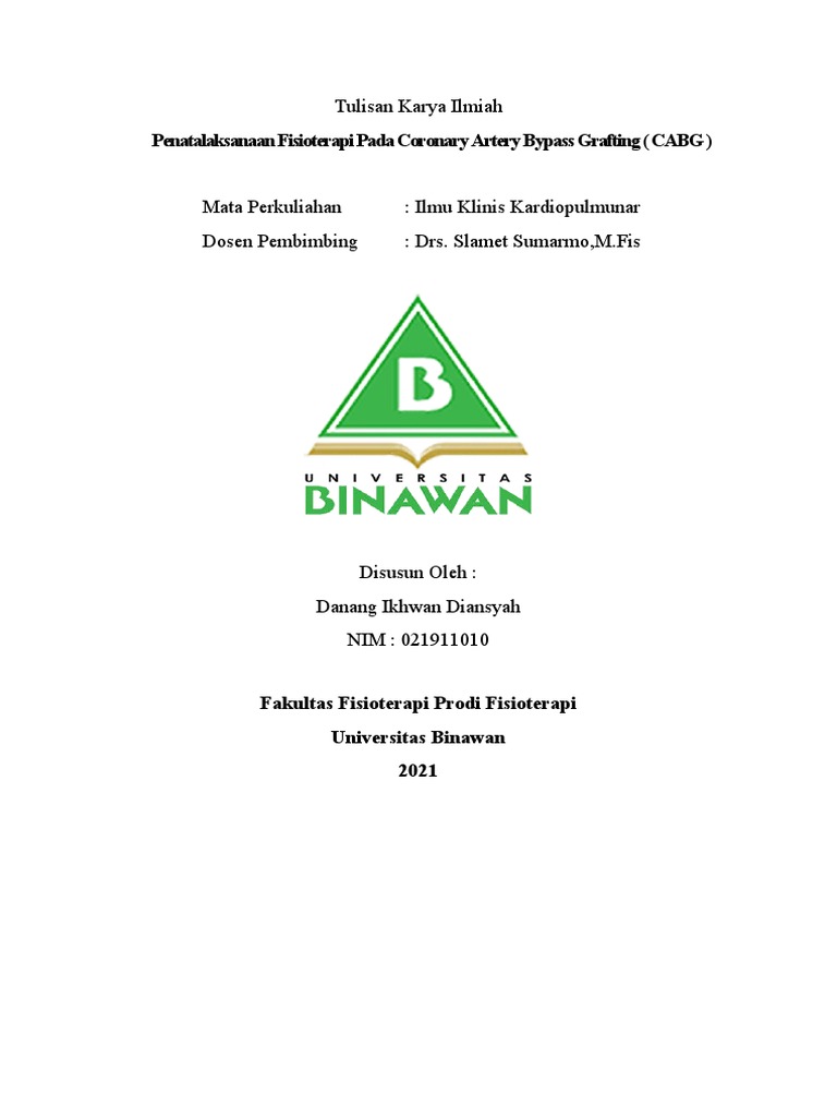 Penatalaksanaan Fisioterapi Pada Coronary Artery Bypass Grafting (CABG ...