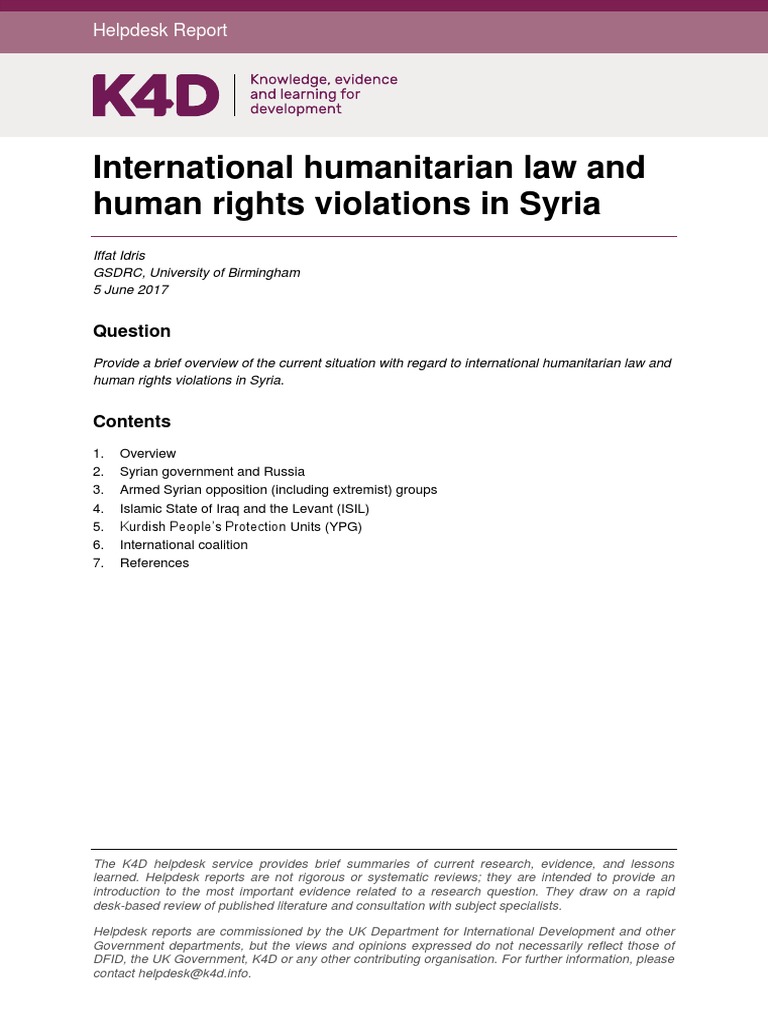 127 IHL and HR Violations in Syria | PDF | Cluster Munition | Syrian ...