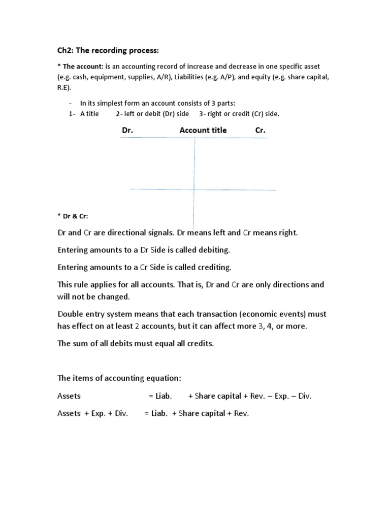 Understanding the Recording Process in Accounting | PDF | Debits And ...