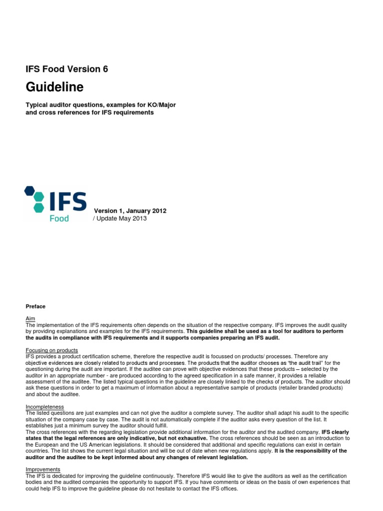 IFS Food V6 Management Review Guidelines | PDF | Hazard Analysis And ...