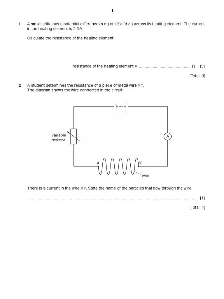 Electrical Quantities (Questions) | PDF | Electrical Resistance And ...