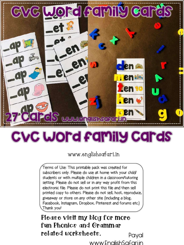 CVC Word Family Cards | PDF