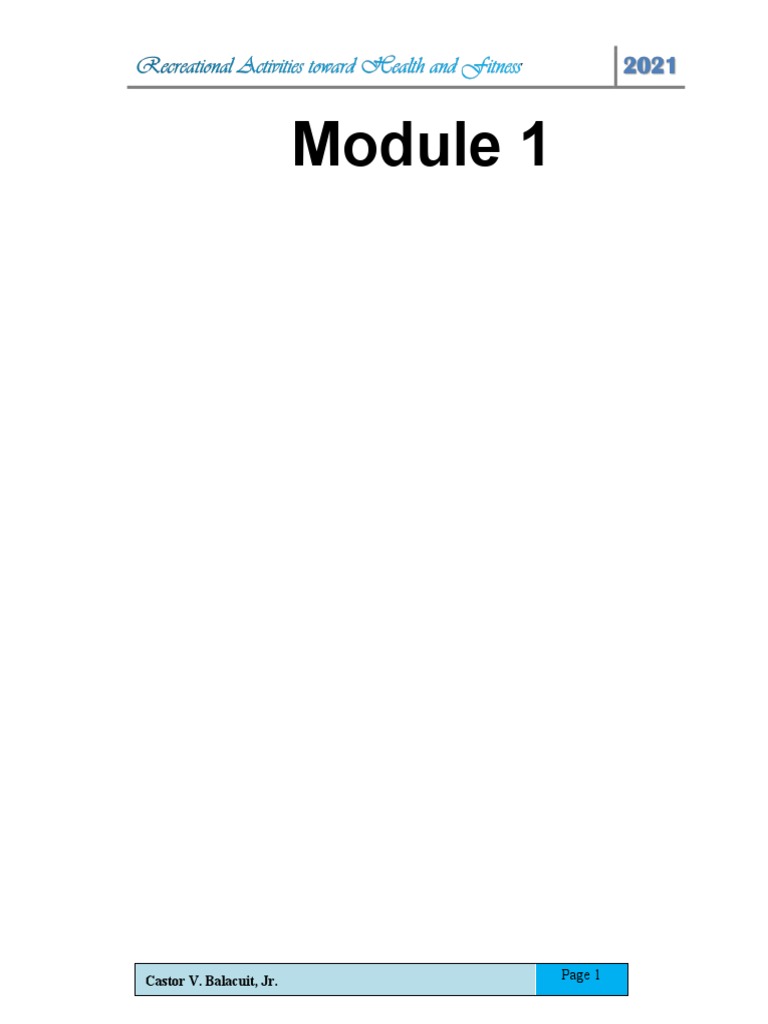 PE4 Module 1 | PDF | Mental Health | Recreation