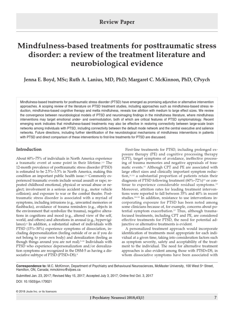 Mindfulness and PTSD | PDF | Mindfulness | Dorsolateral Prefrontal Cortex