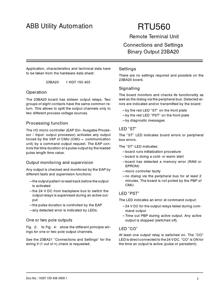 ABB Utility Automation: Remote Terminal Unit Connections and Settings ...
