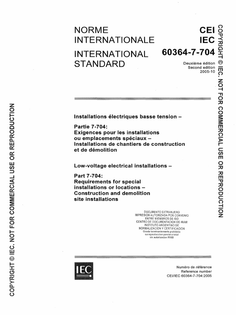Iec 60364-7-704 - 2005-10 | PDF