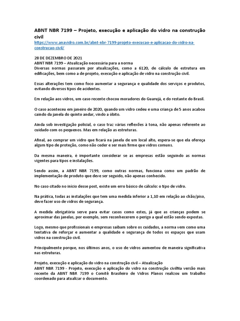 Abnt NBR 7199 (Anavidro) | PDF
