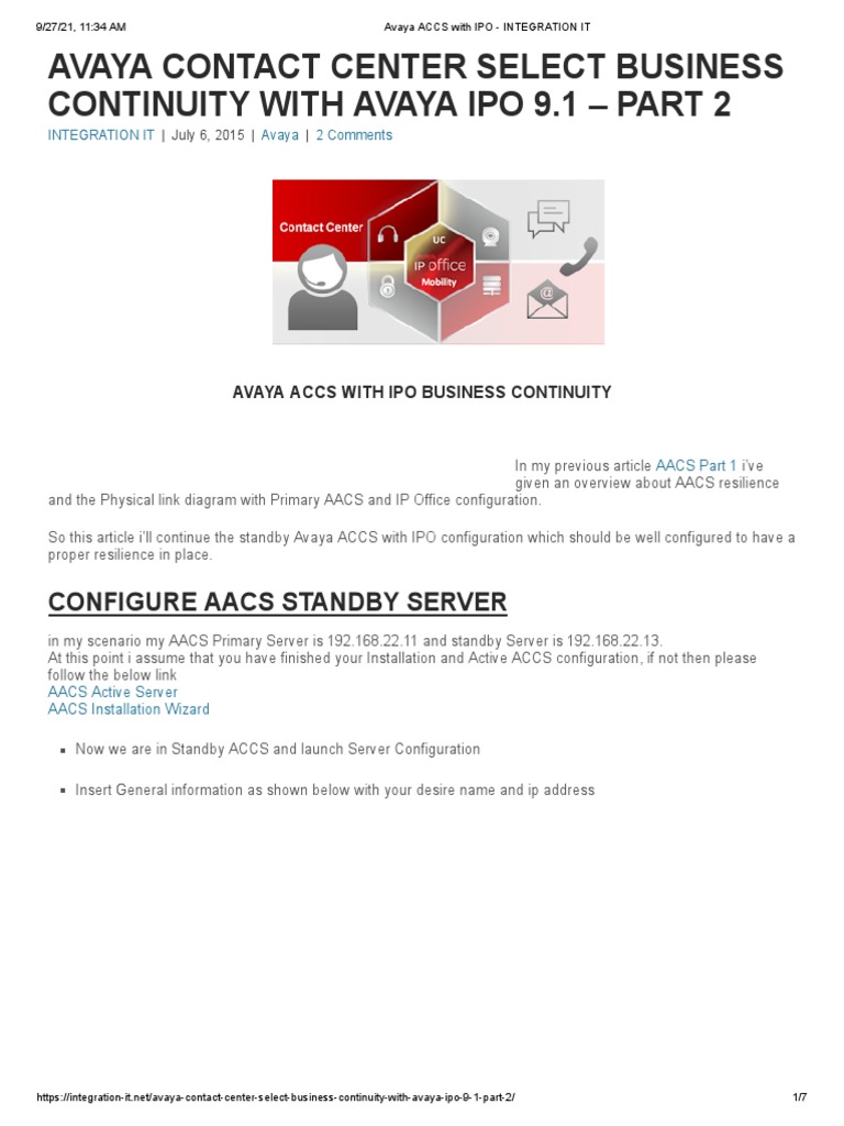 Avaya ACCS With IPO - INTEGRATION IT | PDF | Session Initiation ...