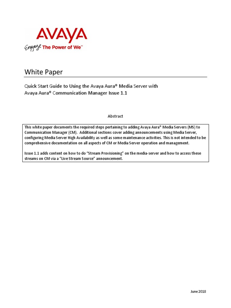 Quick Start Guideto Usingthe Avaya Aura®Media Serverwith CM | PDF ...